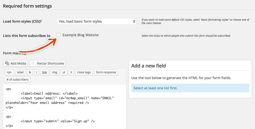 Mailchimp Wordpress Settings Lists This Form Subscribes To Wplauncher