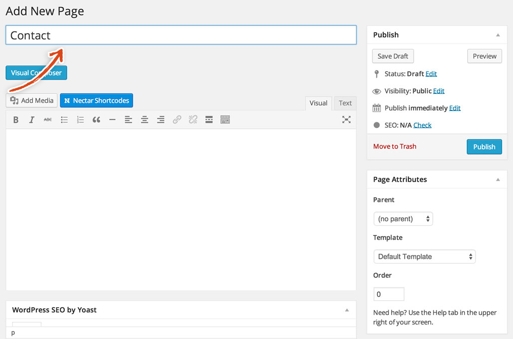 Wordpress add new contact page WPLauncher