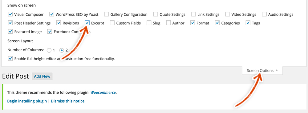 wordpress-screen-options-excerpt - WPLauncher